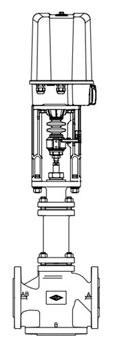 Vanne de régulation à 3 voies - DN65 - Fonction diviseuse - Actionneur ...